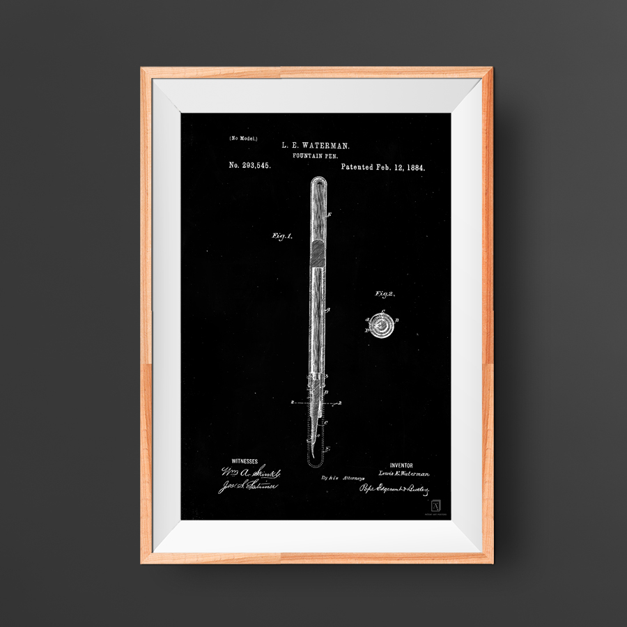 Fountain Pen Patent Poster - Patent Art Posters